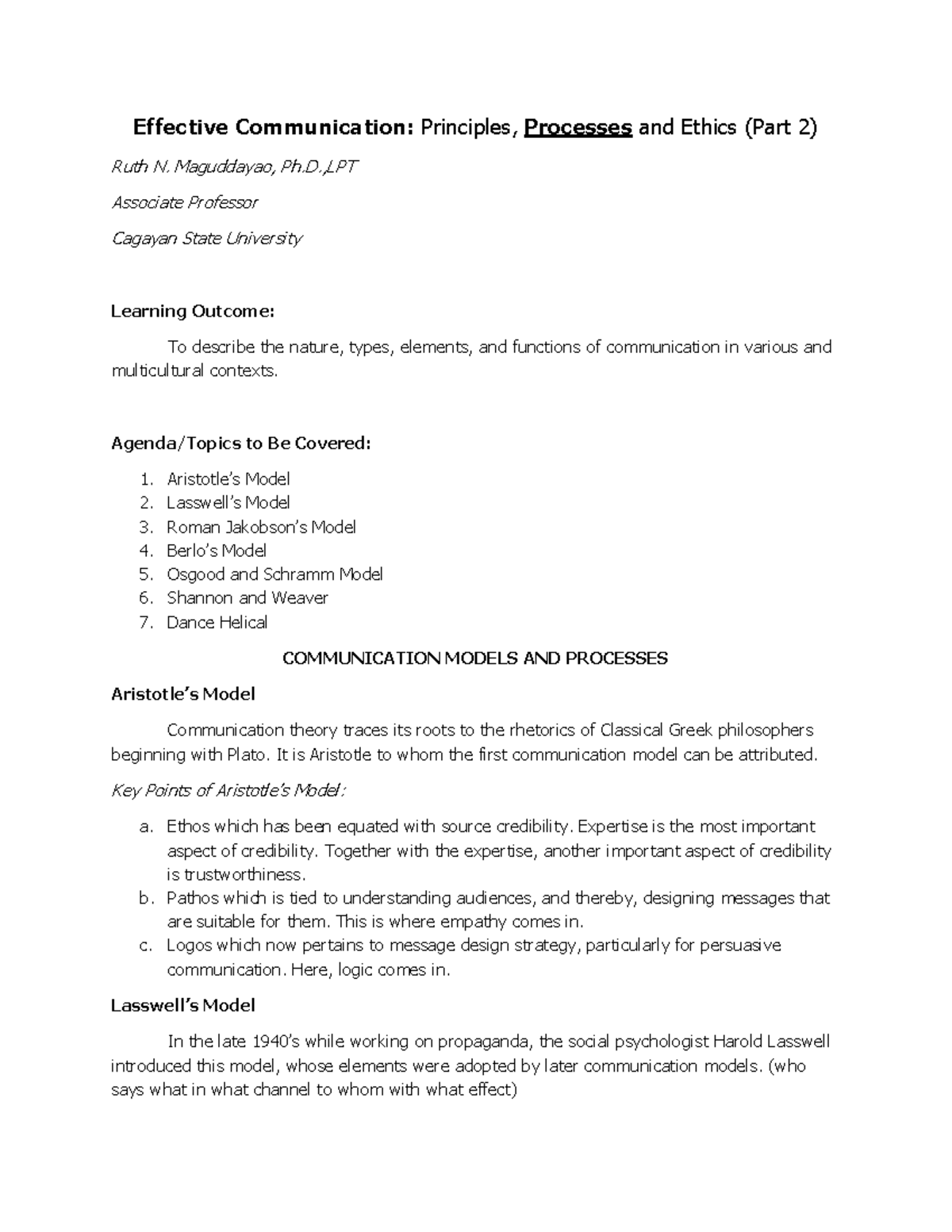 Lesson 2 Effective Communication Principles Processes and Ethics Part 2 ...