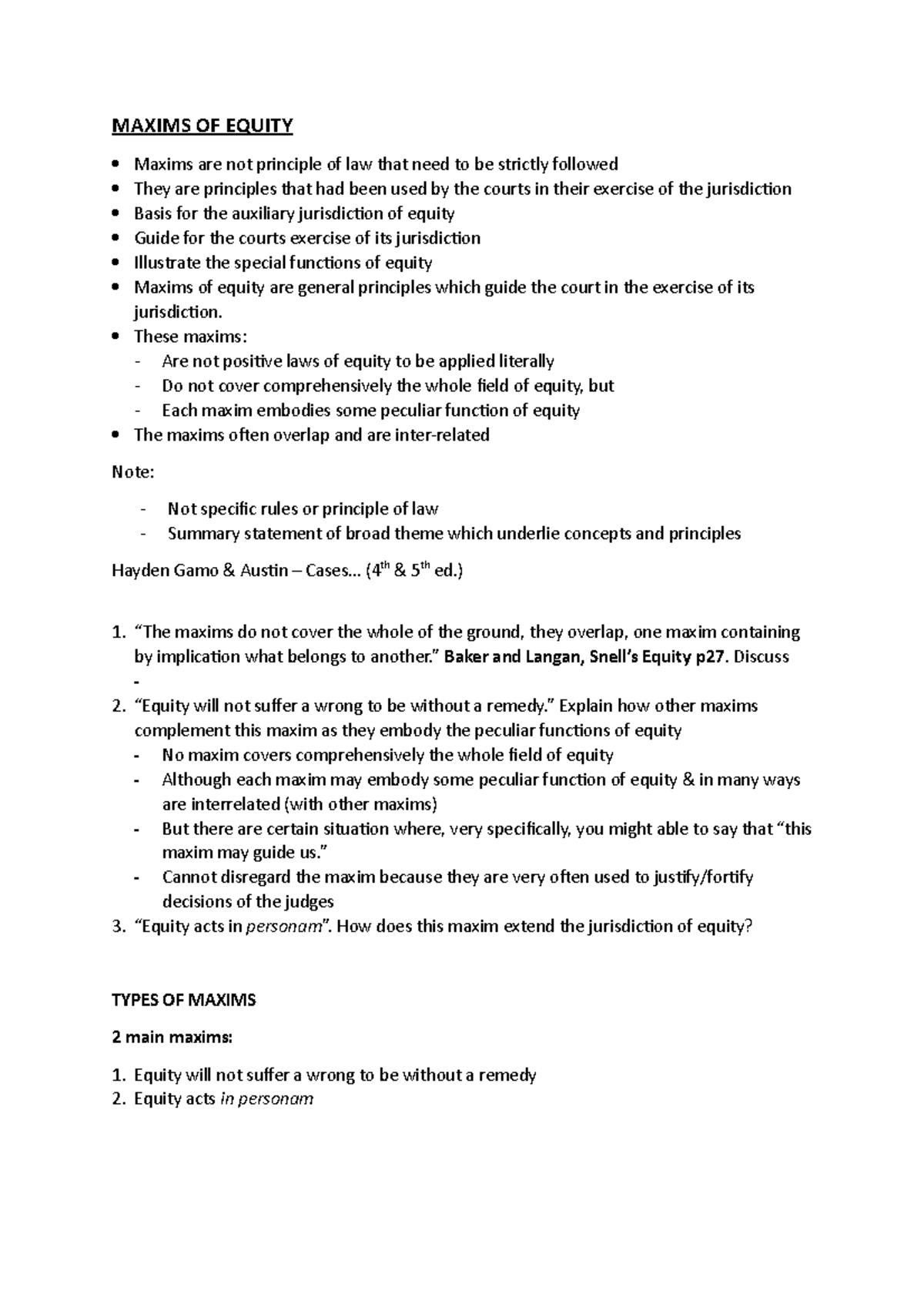 0.3 Maxims OF Equity - ... - MAXIMS OF EQUITY Maxims are not principle ...