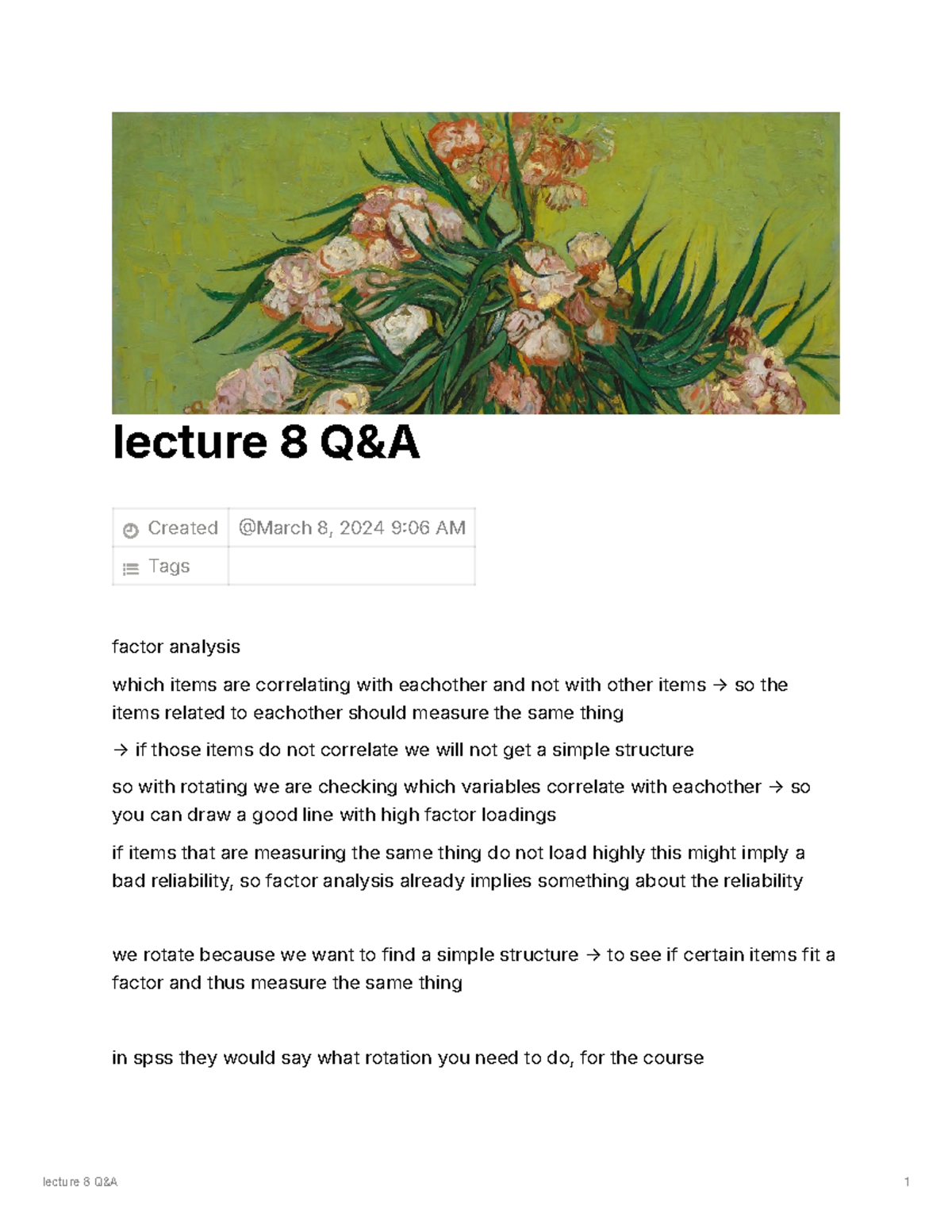 33712448-a7f0-454f-a98d-e1aedc990afe lecture 8 QA - lecture 8 Q&A Created Tags factor analysis ...