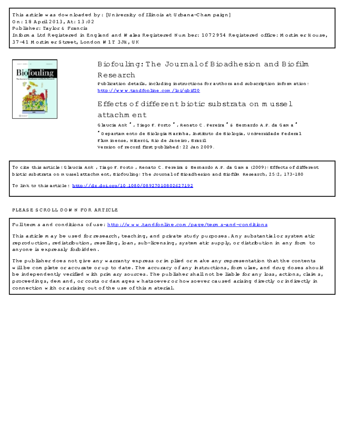 Ank et al - Effects of different biotic substrata on mussel attachment ...