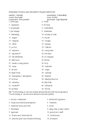 Exercises and Solutions Phonetic Transcriptions - PHONETIC ...
