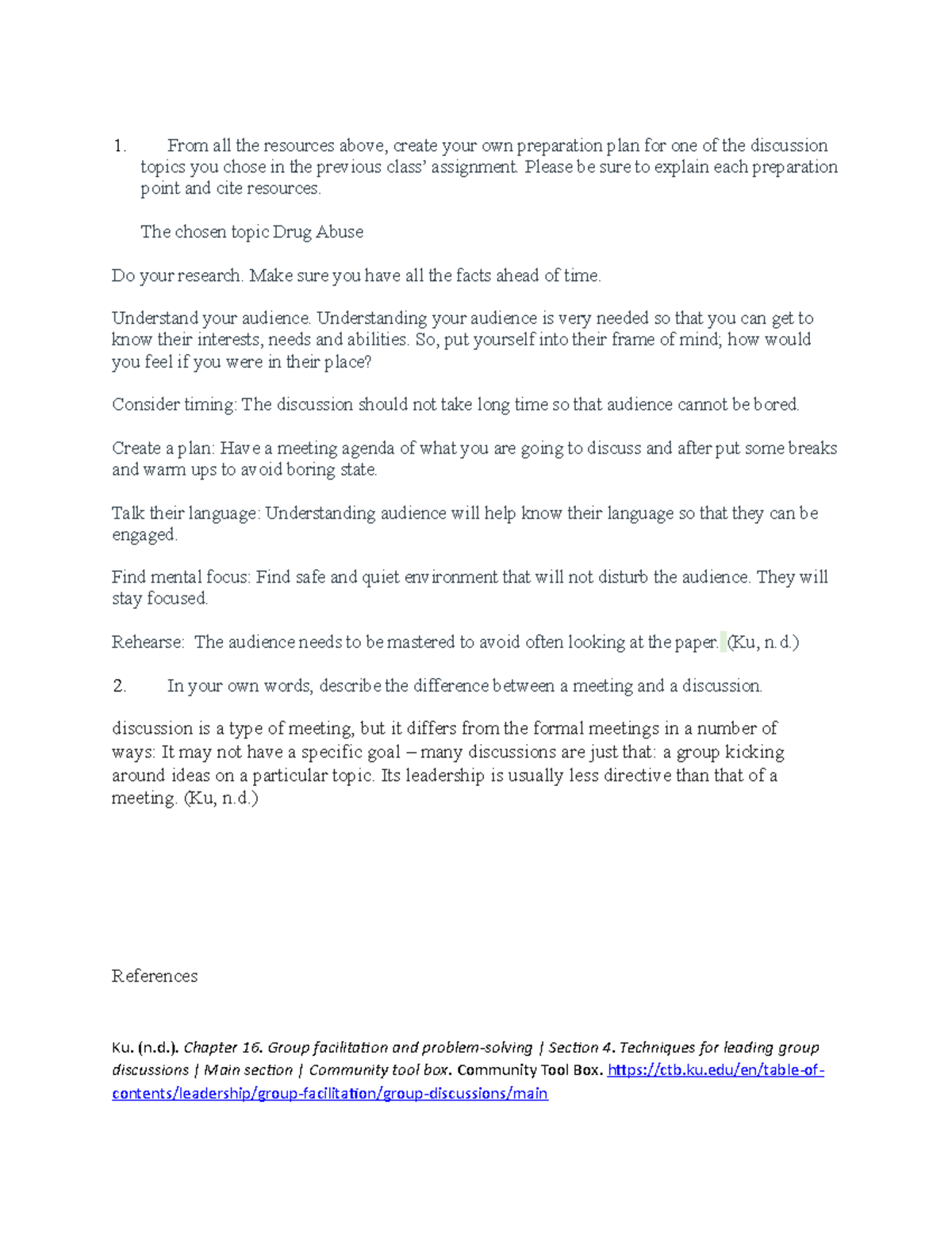 How to prepare a discussion - From all the resources above, create your ...