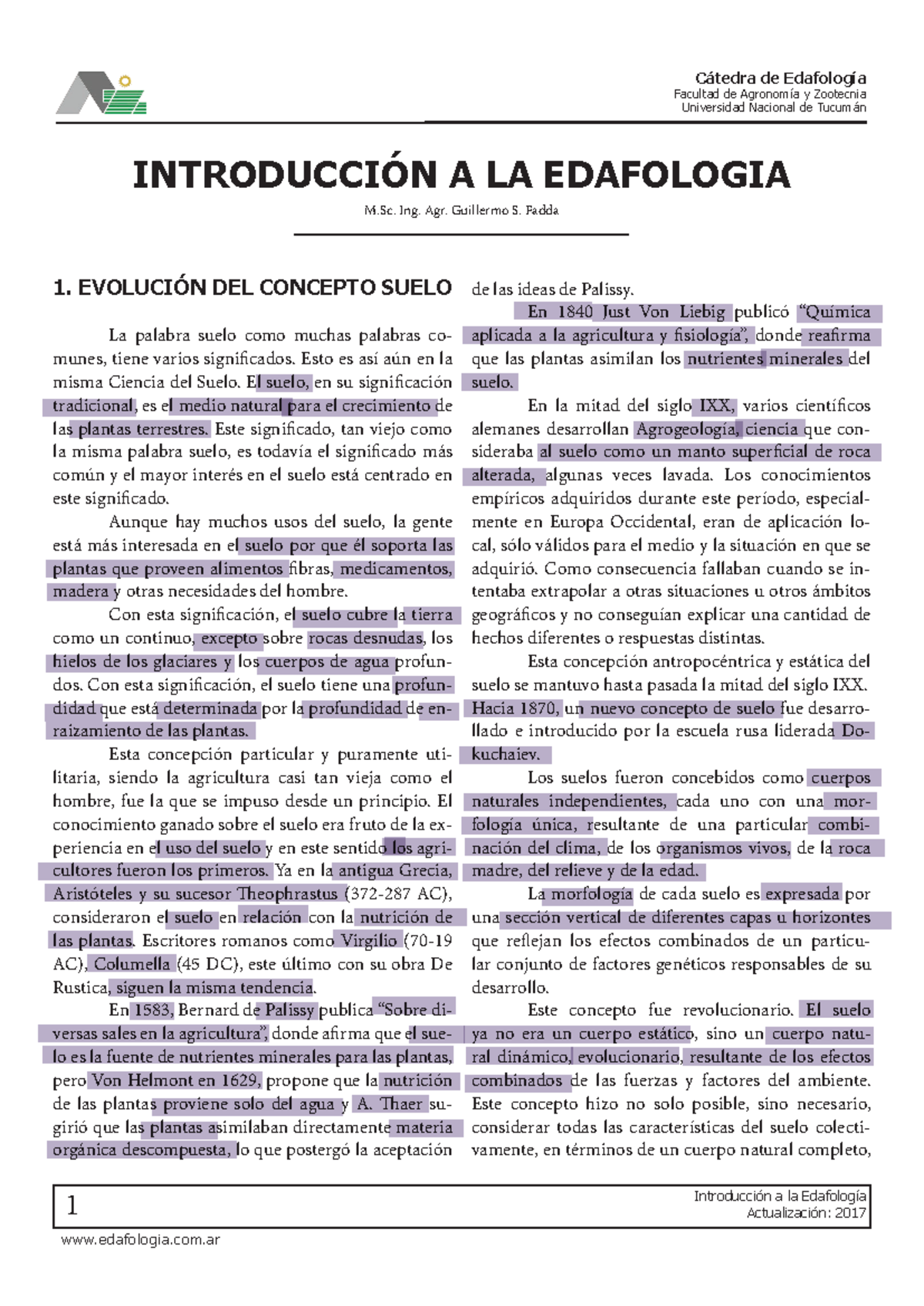 Introduccion a la edafologia 2017 - Facultad de Agronomía y Zootecnia ...
