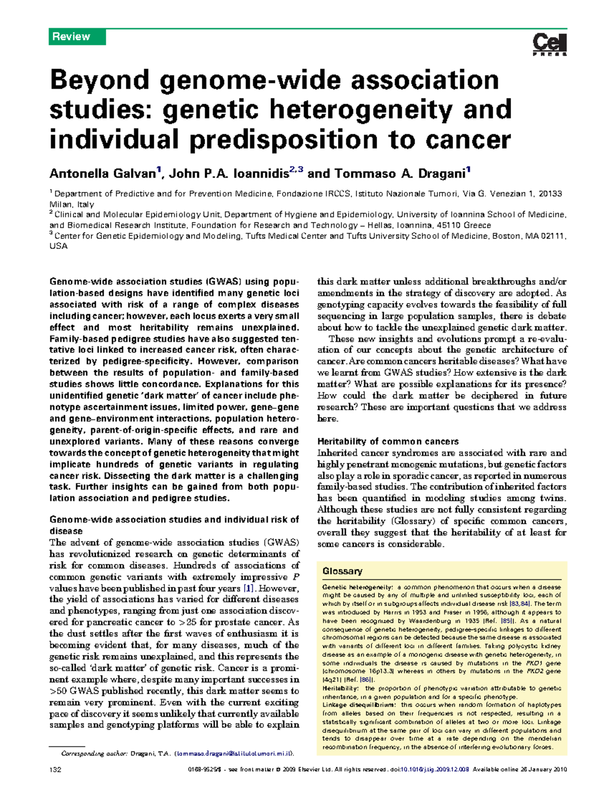 gwas cancer fisiologia - Review Beyond association studies: genetic ...