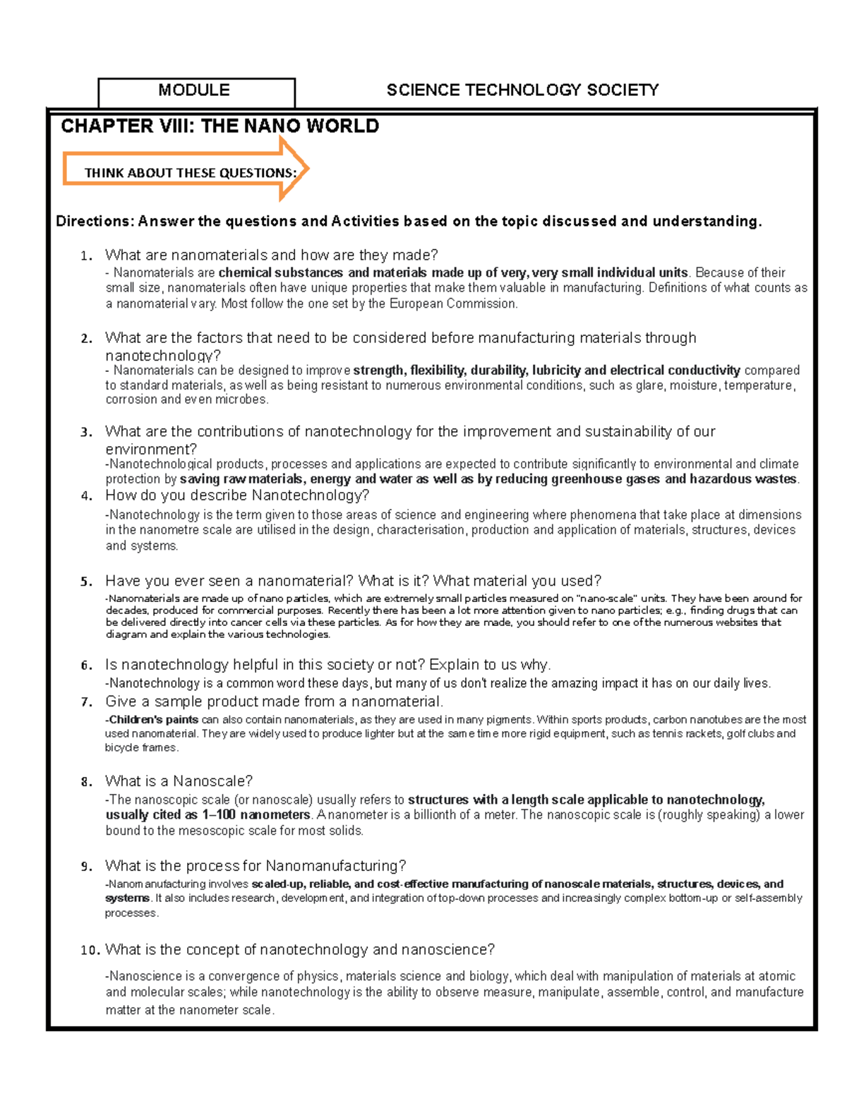 Technology teaching - MODULE SCIENCE TECHNOLOGY SOCIETY CHAPTER VIII ...
