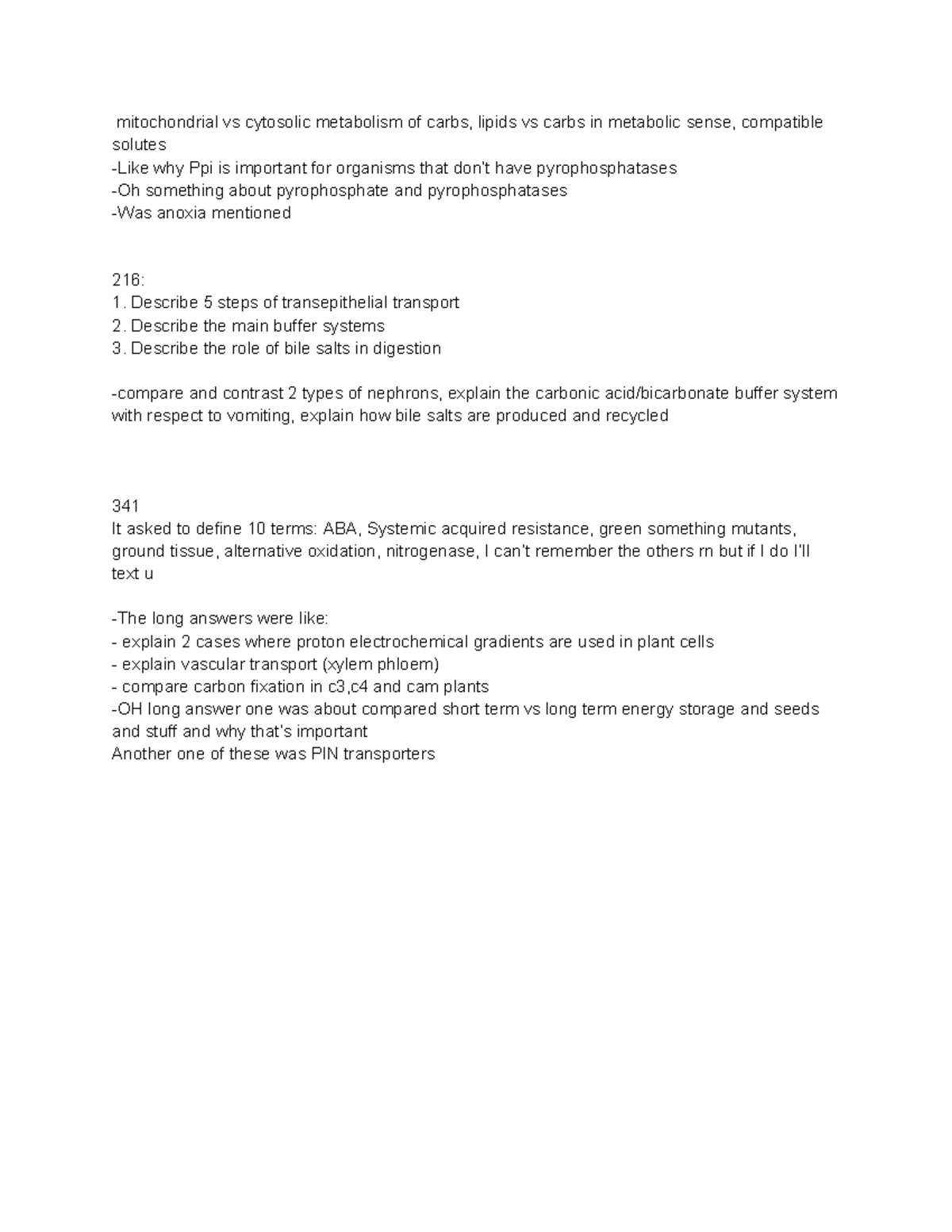 334 - Assignment - mitochondrial vs cytosolic metabolism of carbs ...