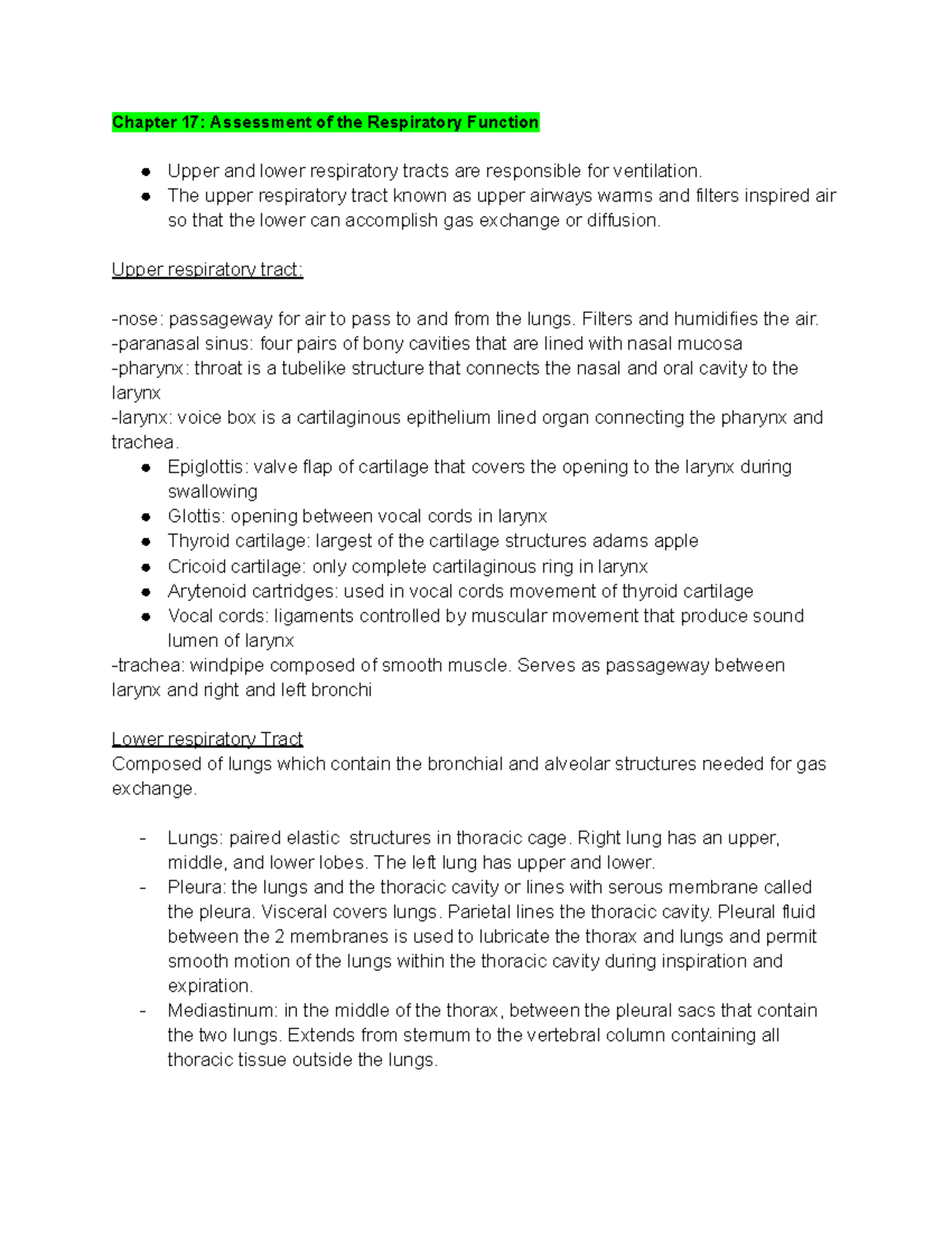 Adult health exam 2 study guide - Chapter 17: Assessment of the ...