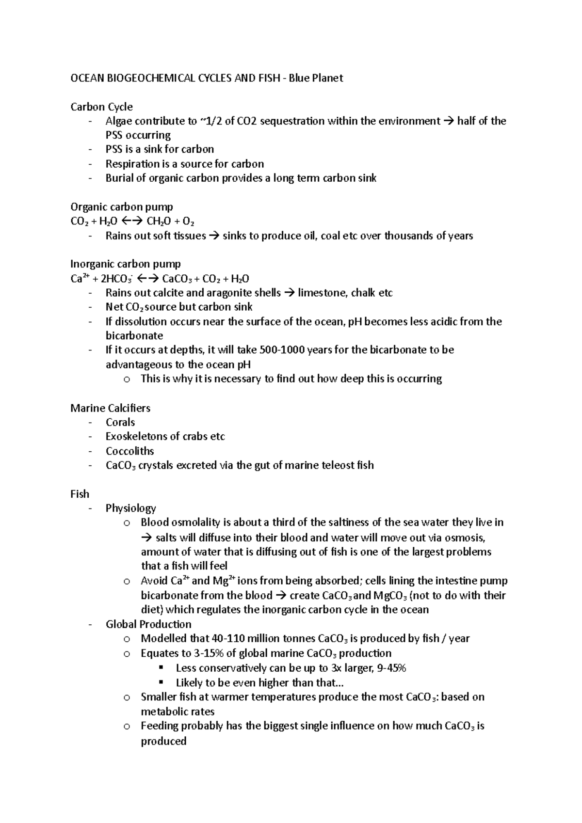 Ocean Biogeochemical Cycles and Fish - OCEAN BIOGEOCHEMICAL CYCLES AND ...