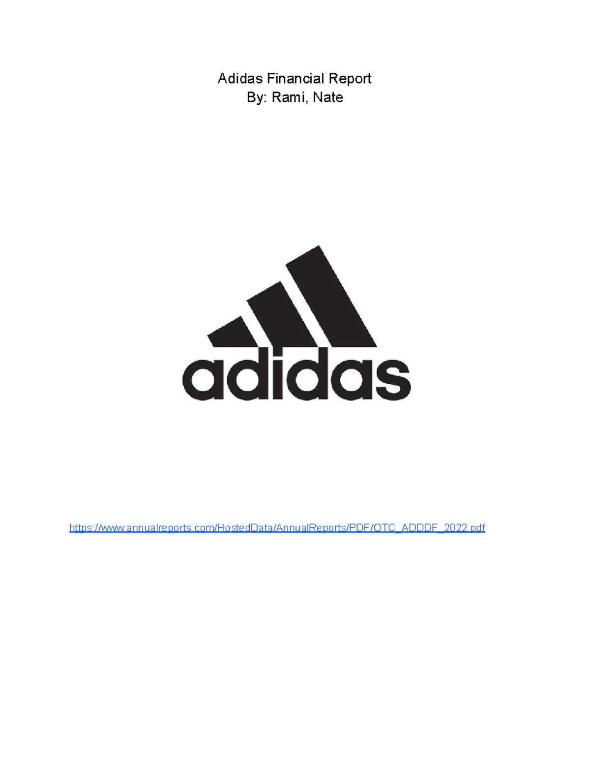 Financial Report - jjn - Adidas Financial Report By: Rami, Nate ...