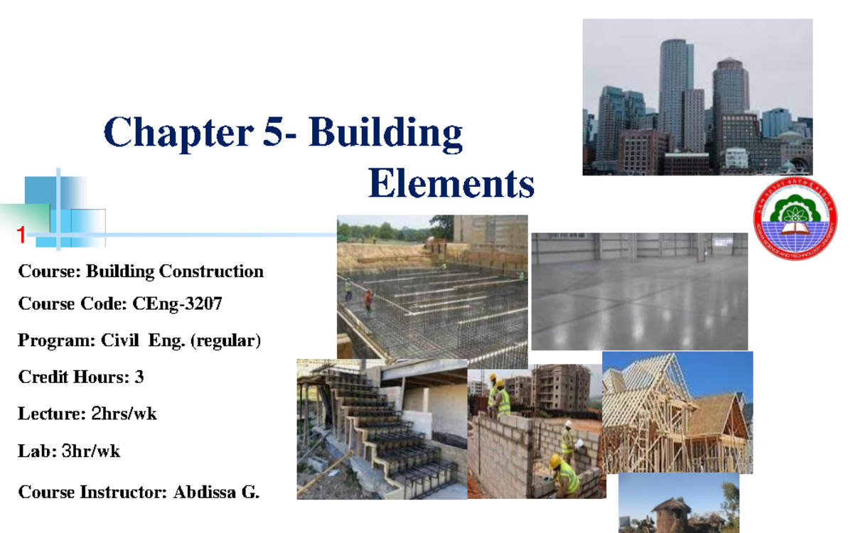 5.2 Wall System civil - Chapter 5- Building Elements 1 Course: Building ...