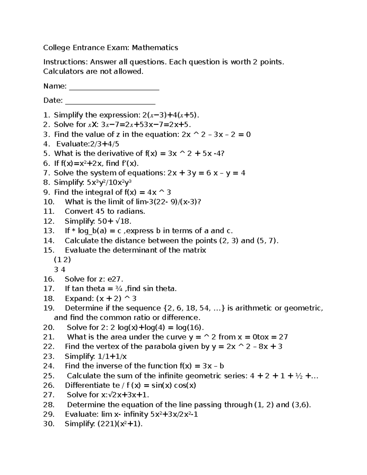 Inbound 4087962240031660256 - College Entrance Exam: Mathematics ...
