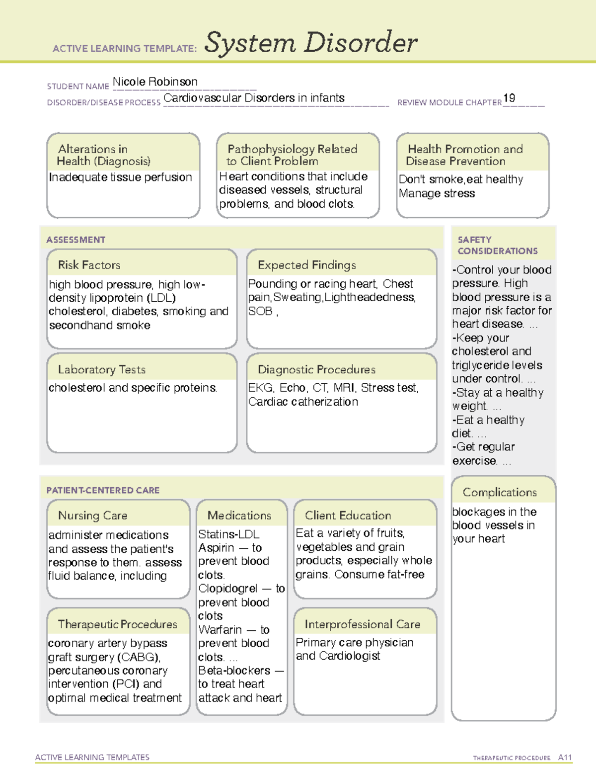 Cardiovascular Disorders system disorder - ACTIVE LEARNING TEMPLATES ...