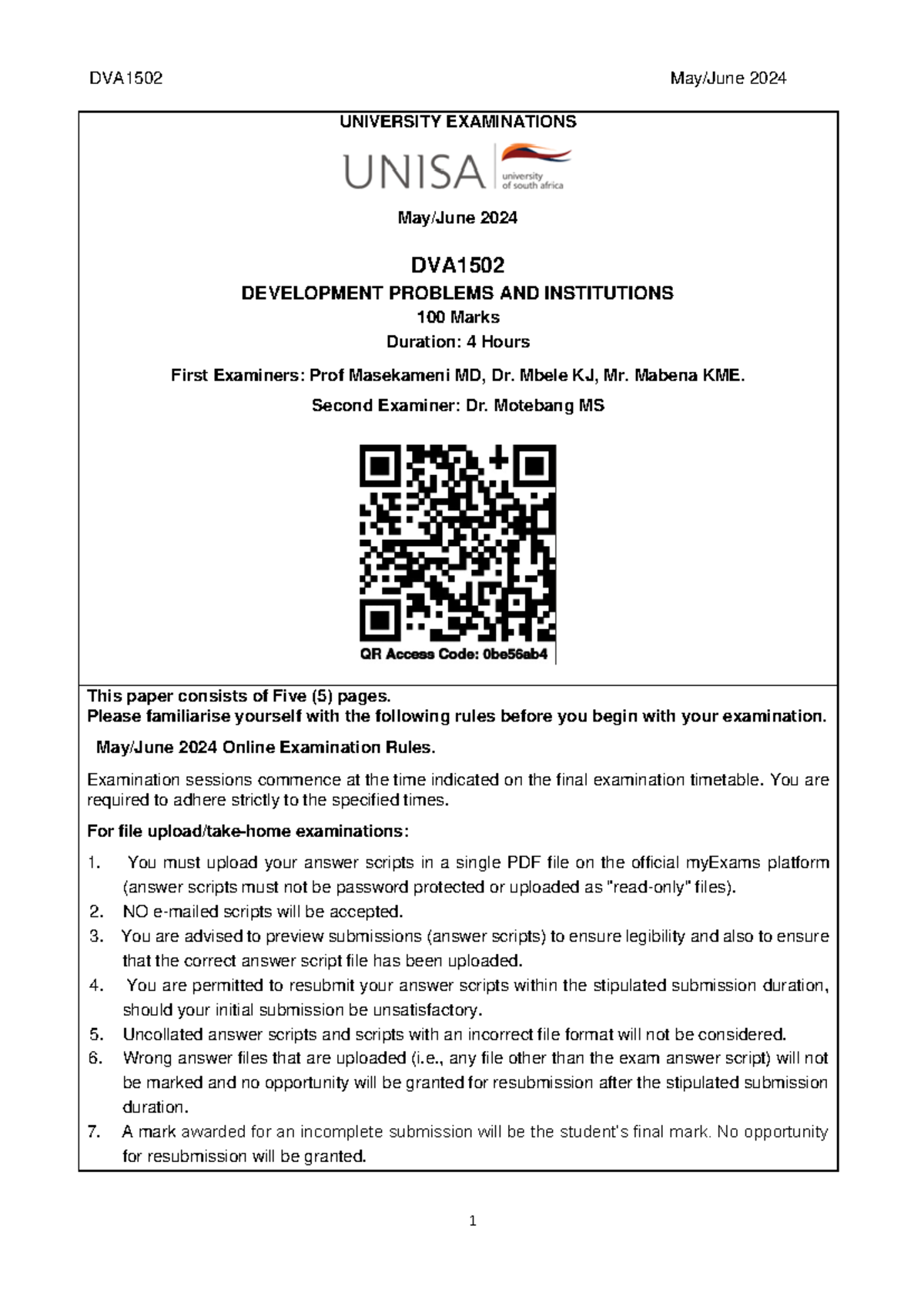 DVA 1502 MAY-JUNE EXAM-EQP- Final - UNIVERSITY EXAMINATIONS May/June ...