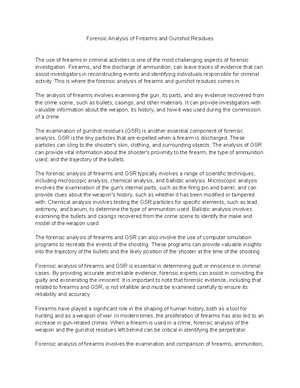 Forensic Analysis of Fingerprints and Other Biological Traces ...