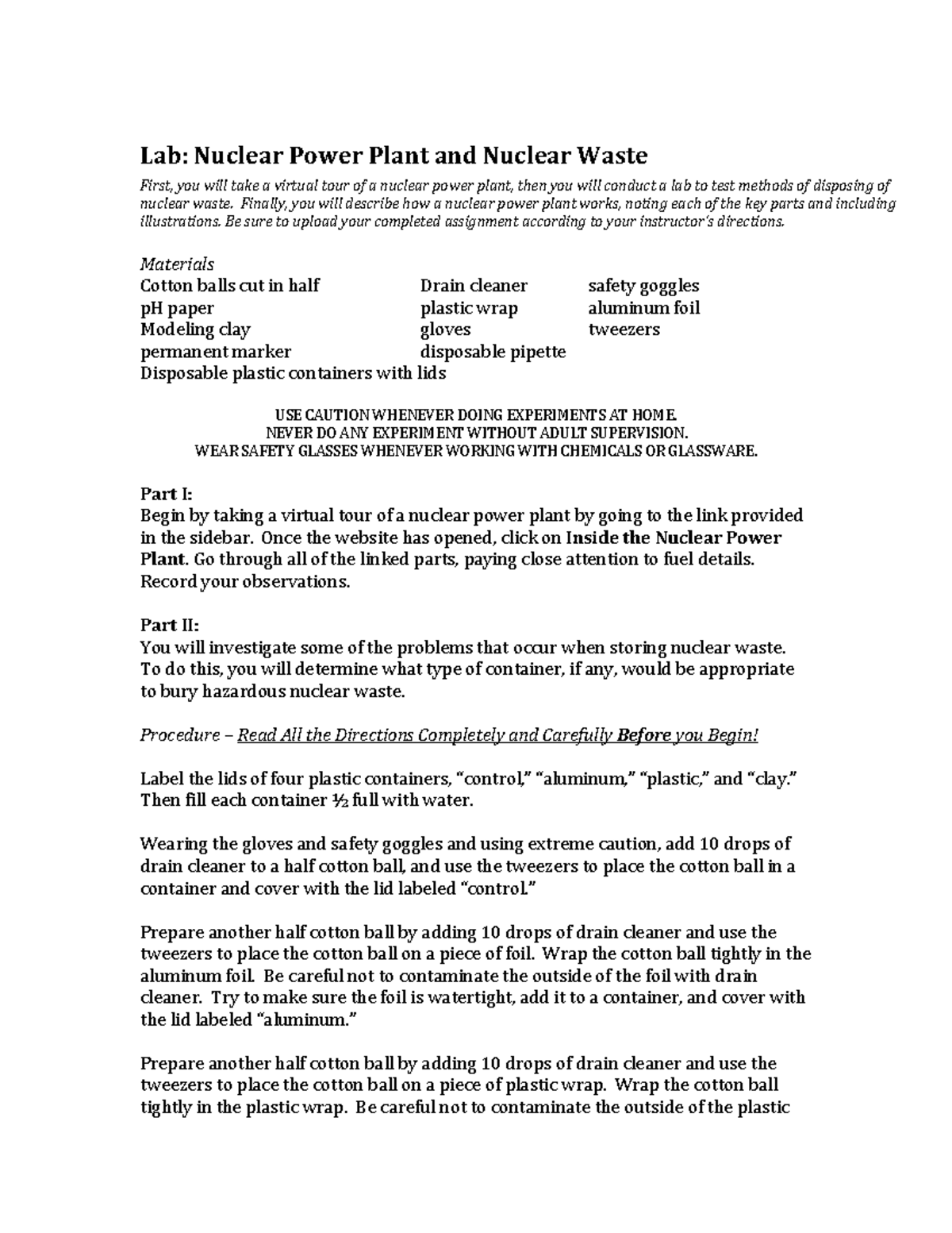 APES - Nuclear Waste Lab - Lab: Nuclear Power Plant and Nuclear Waste ...