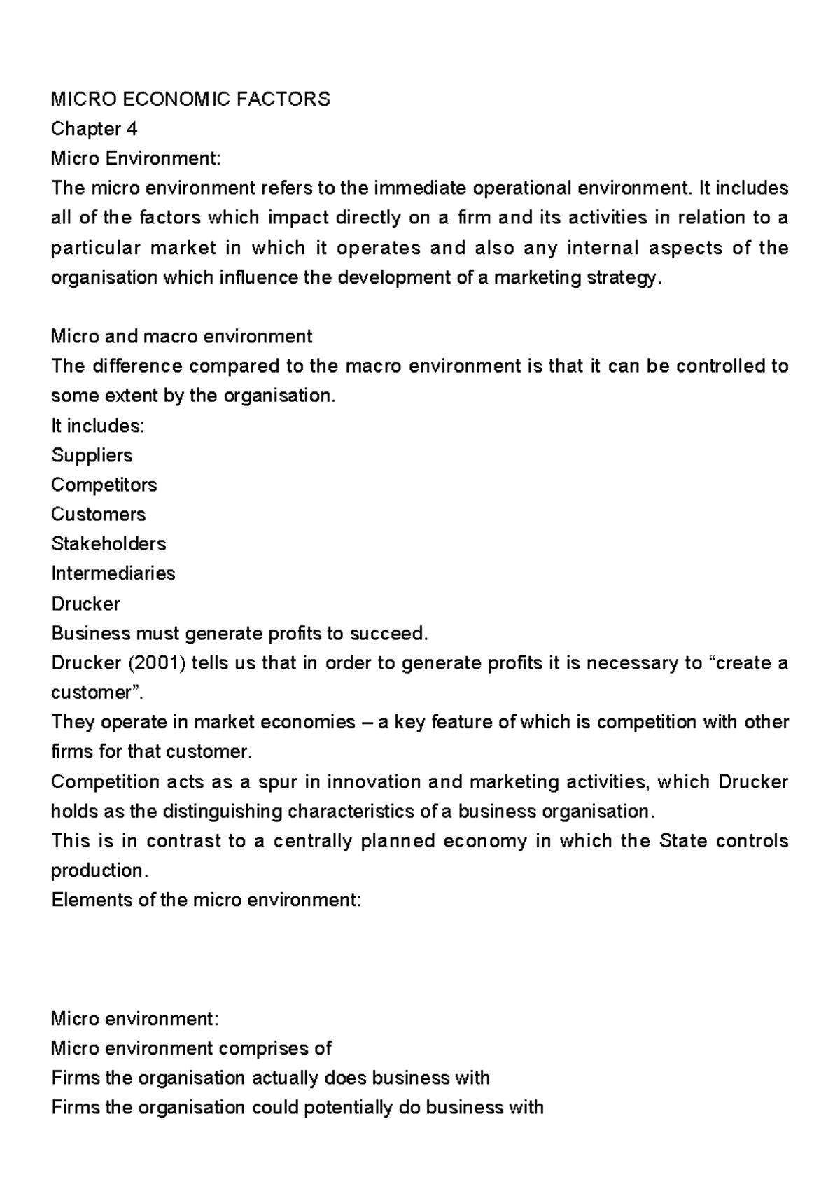 Micro economic factors - MICRO ECONOMIC FACTORS Chapter 4 Micro ...