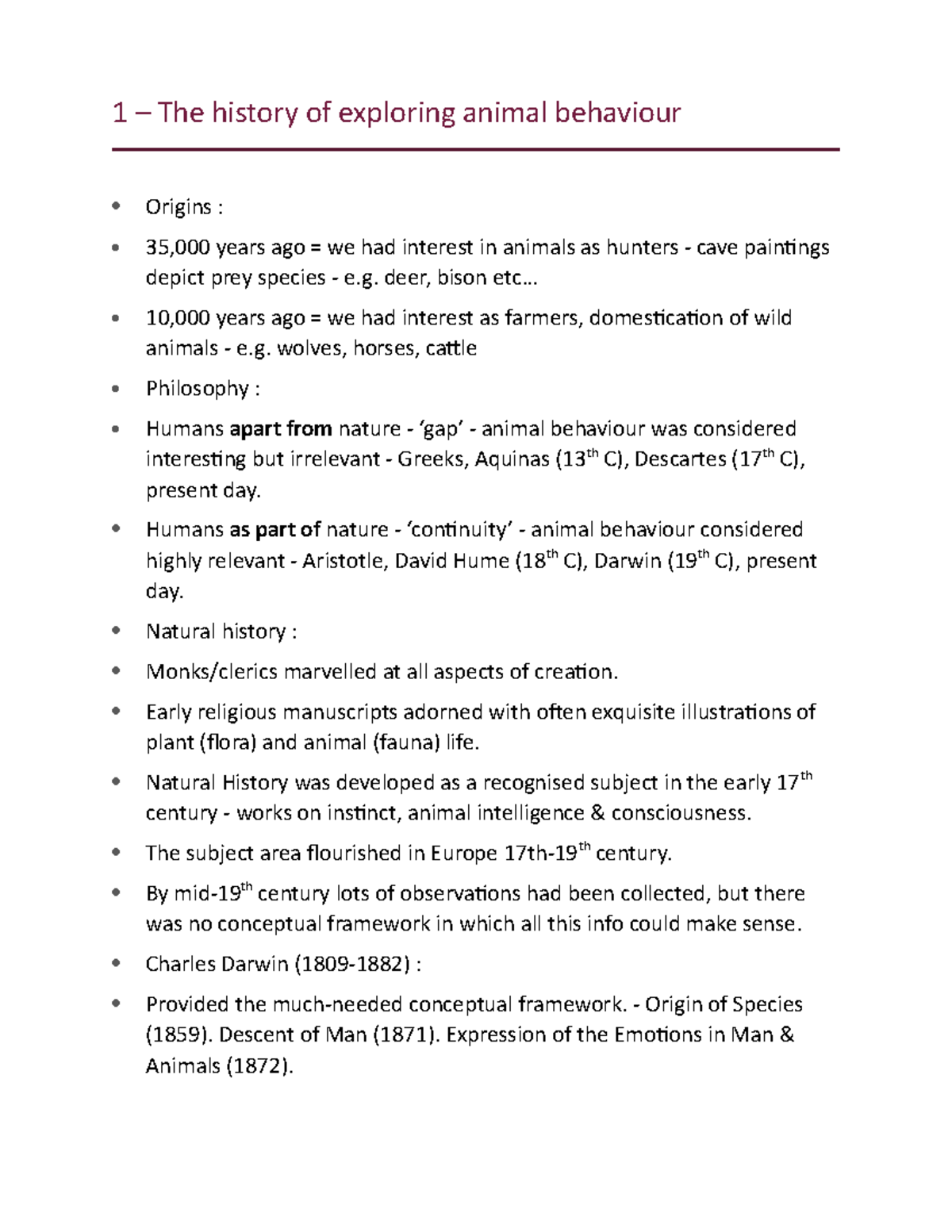 1 - History of exploring animal behaviour - 1 – The history of ...