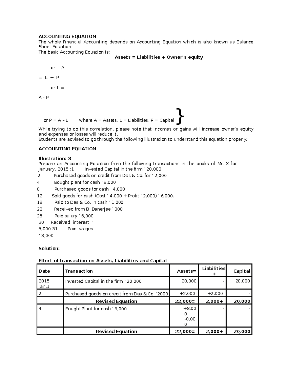 Lecture note #4 - ACCOUNTING EQUATION The whole Financial Accounting ...