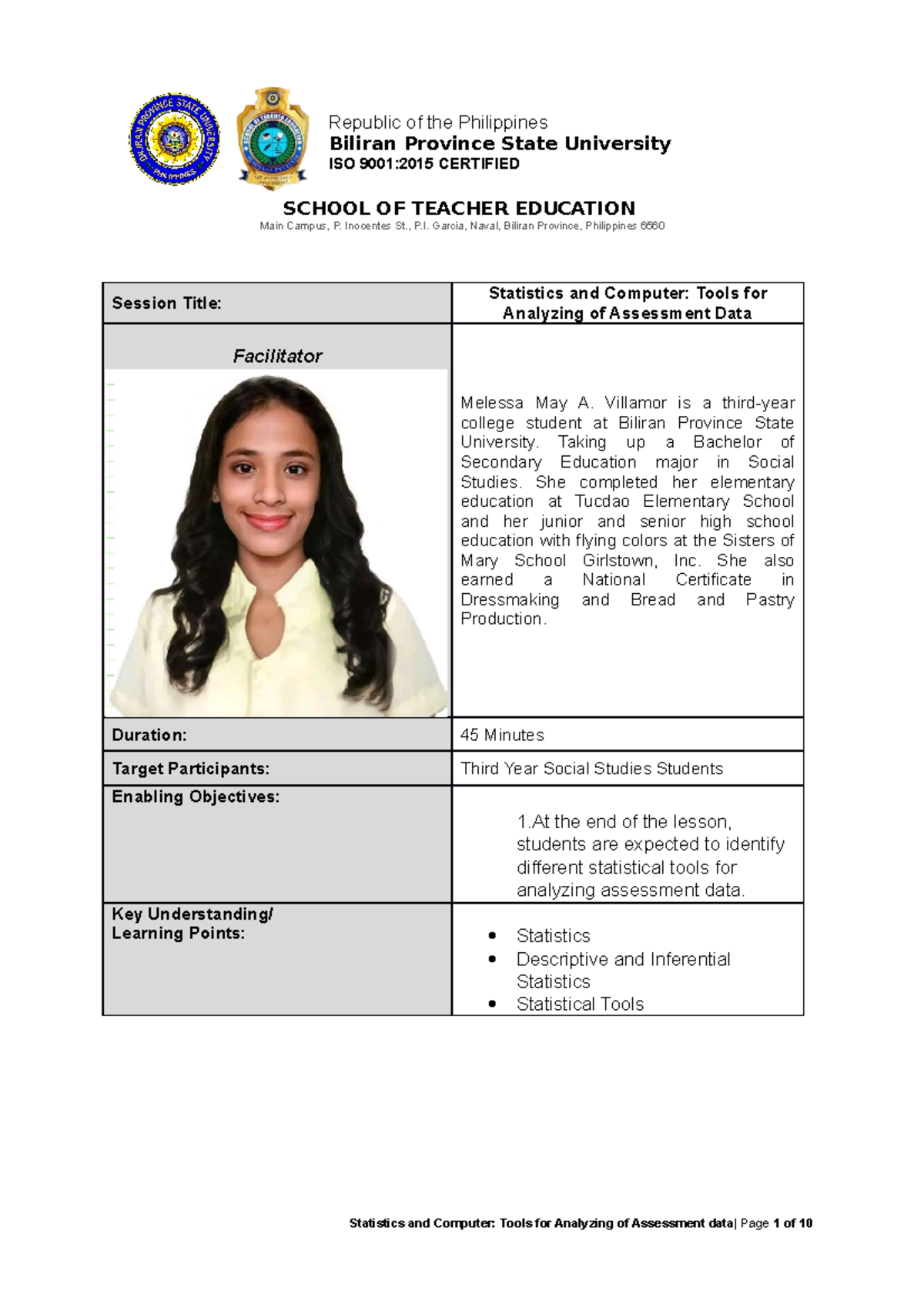 Villamor - Session Guide - Republic of the Philippines Biliran Province ...