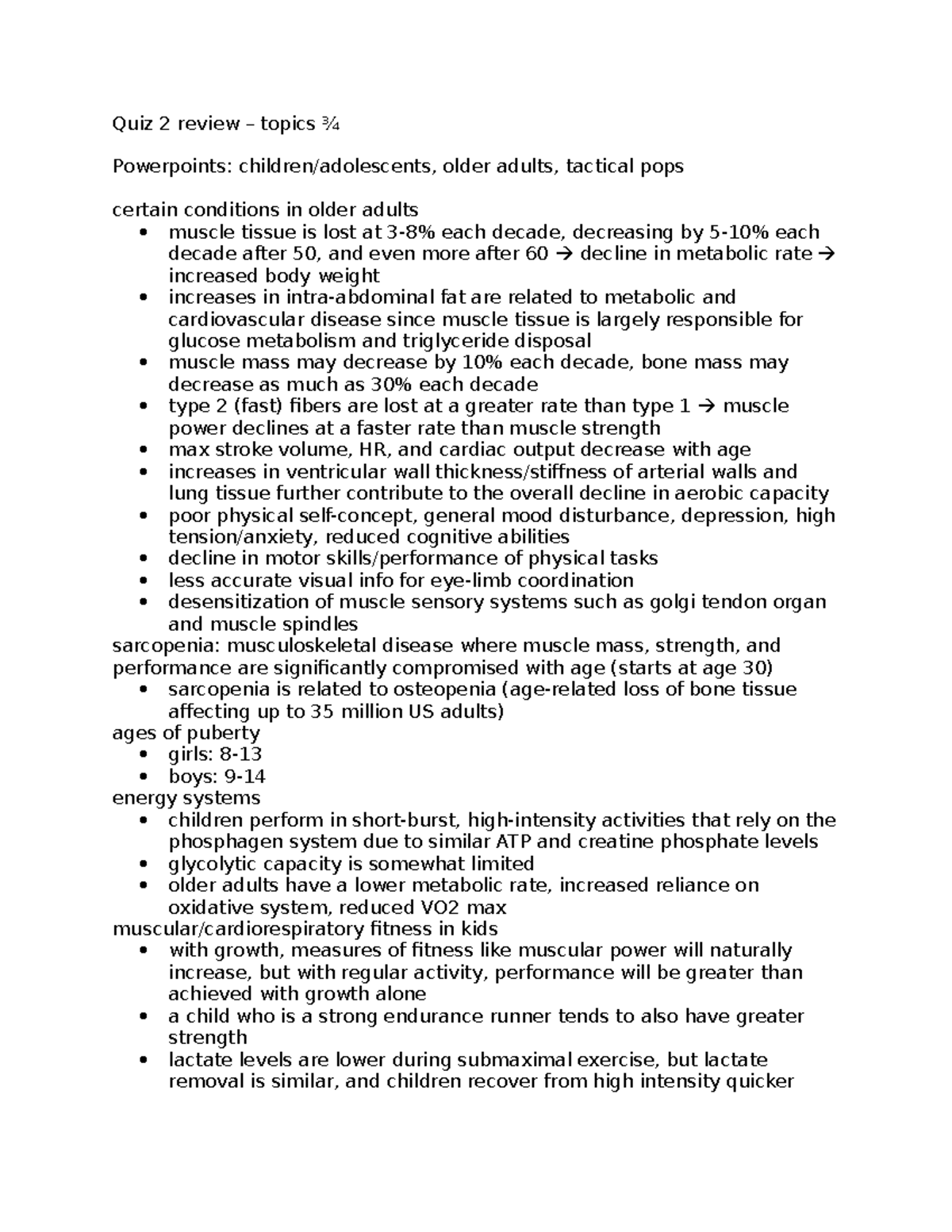 SP Quiz 2 review - Quiz 2 review – topics ¾ Powerpoints: children ...