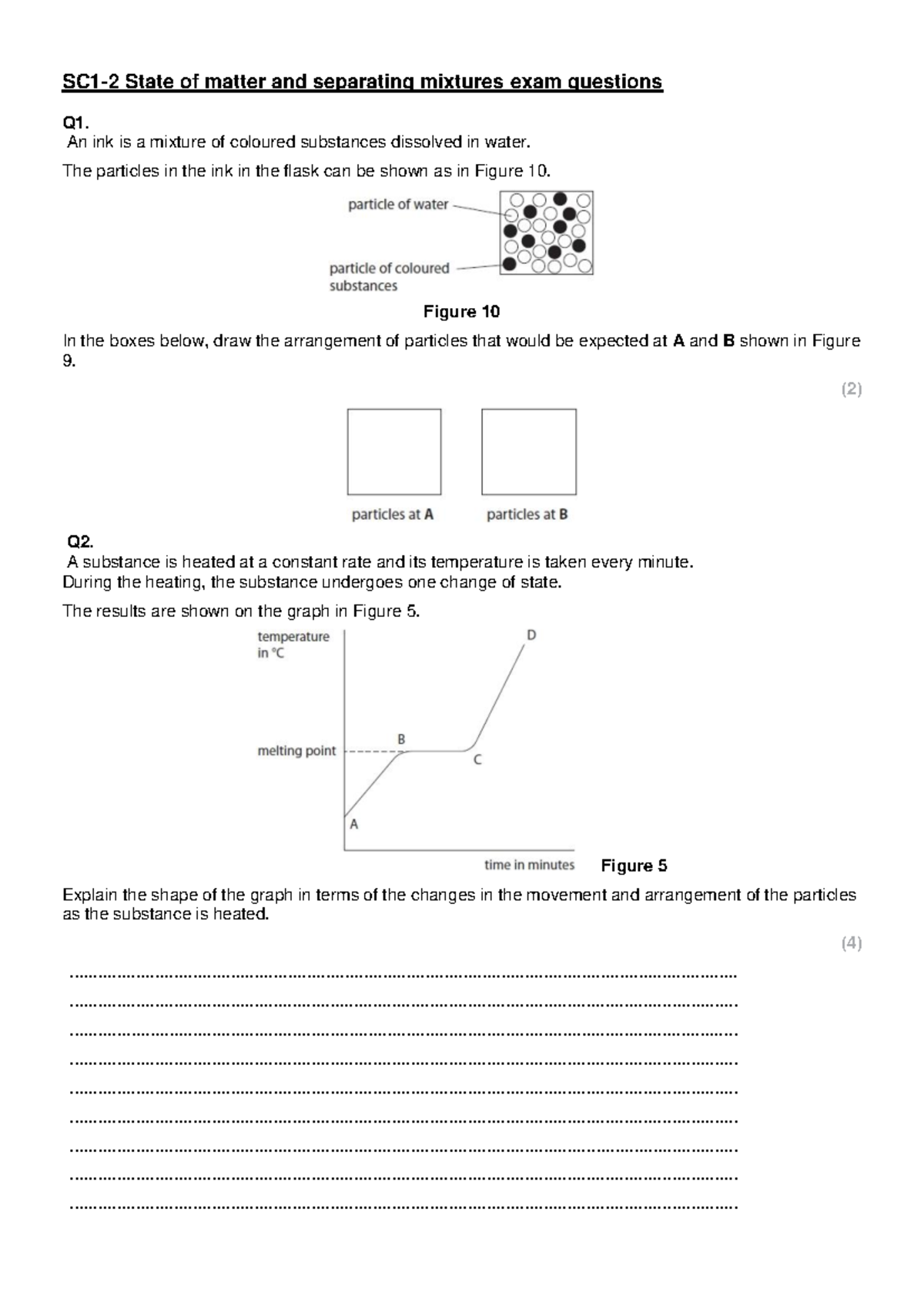 SC1states-of-matter-and-separating-mixtures-exam q’s - SC1-2 State of ...