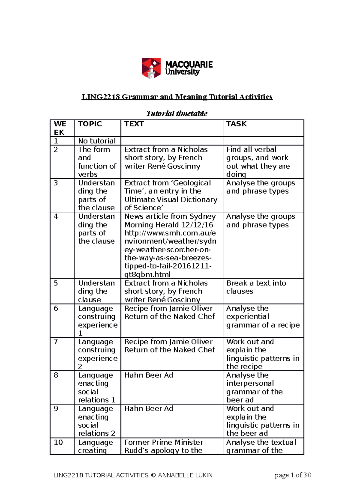 LING2218 tutorial workbook 2022 - LING2218 Grammar and Meaning Tutorial ...