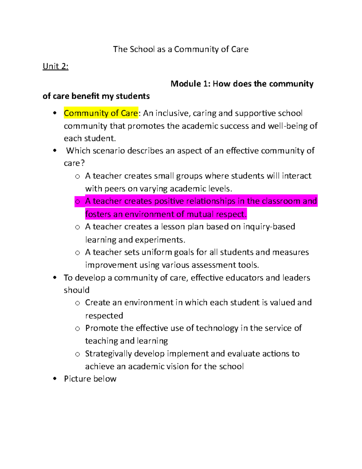 The School as a Community of Notes and Pratice questions - The School ...