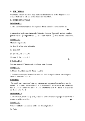MATH 1100 TEXT BOOK - Introduction to mathematics - UNZA - Studocu