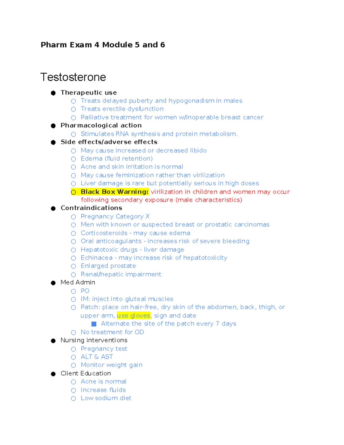 Exam 4 Meds - medical surgical notes - Pharm Exam 4 Module 5 and 6 ...