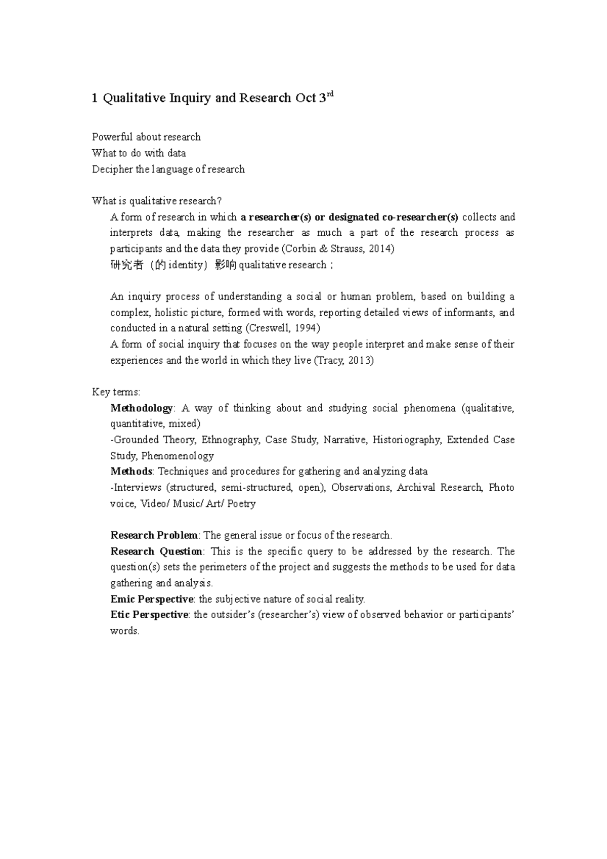 1 Lecture Qualitative Research - 1 Qualitative Inquiry and Research Oct ...