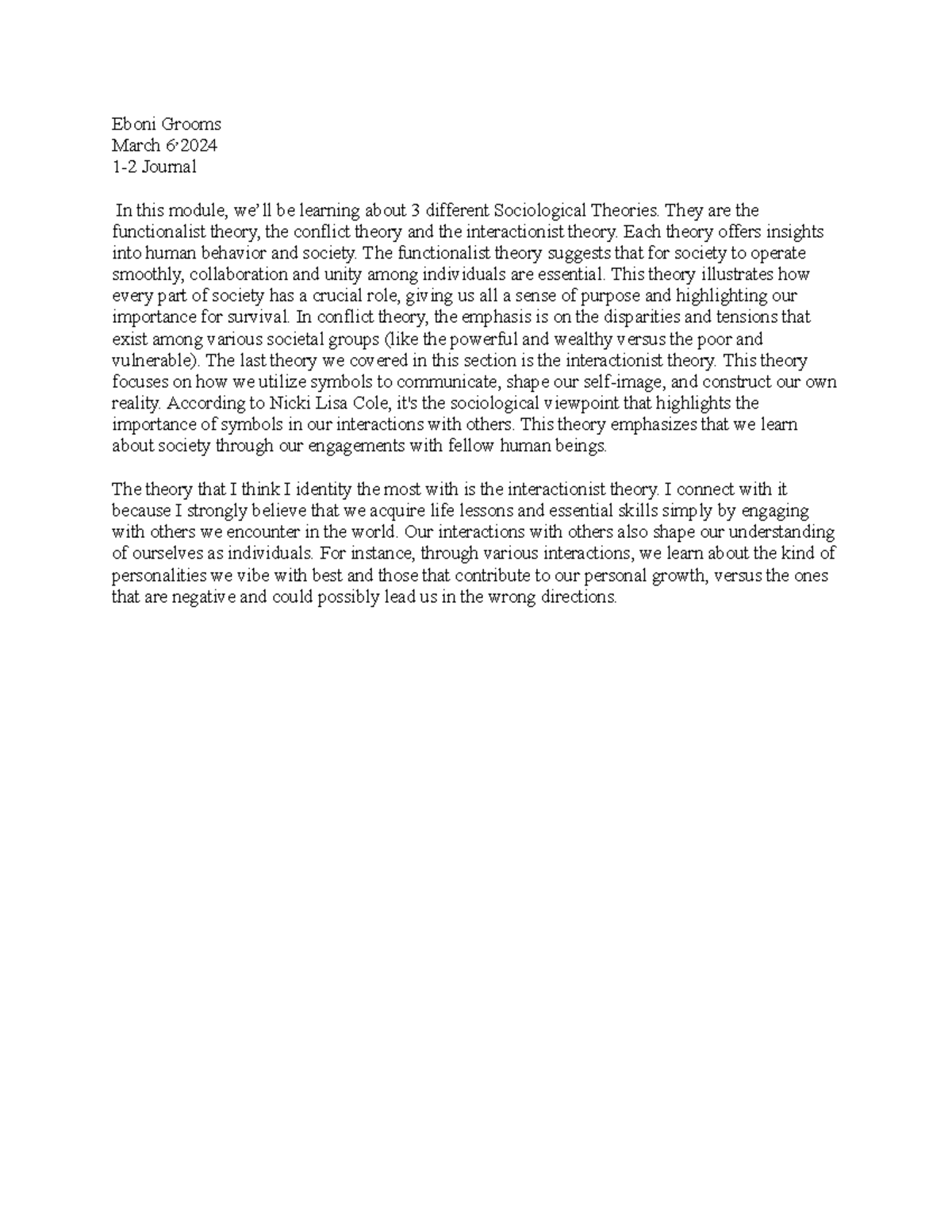 1-2 Journal - Eboni Grooms March 6, 2024 1-2 Journal In this module, we ...