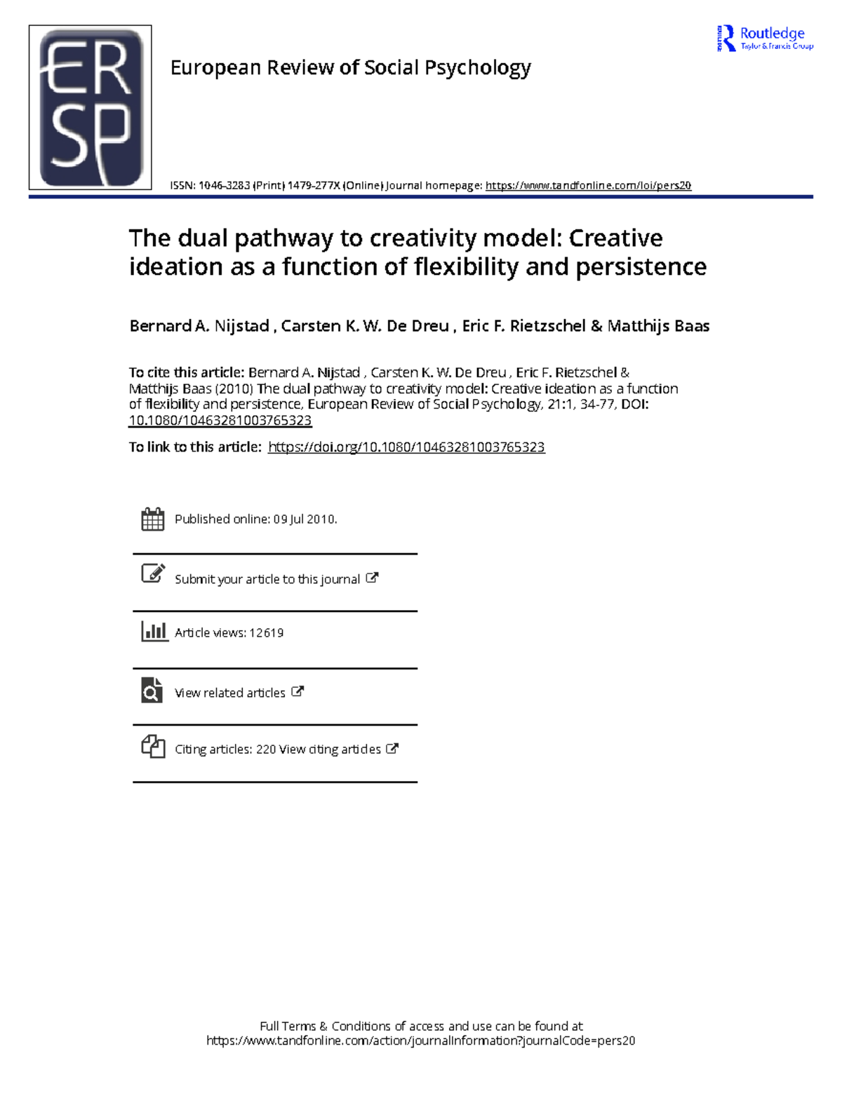 The dual pathway to creativity model Creative ideation as a function of ...
