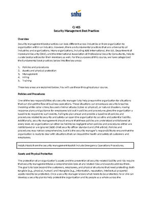 CJ 405 Module Three Practice Activity - Security surveys can come in a ...