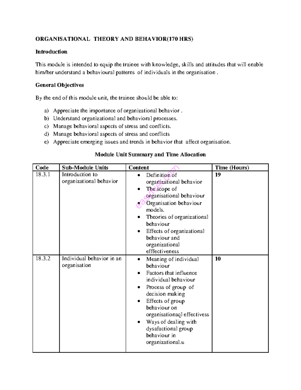 Organizational theory - ORGANISATIONAL THEORY AND BEHAVIOR(170 HRS ...