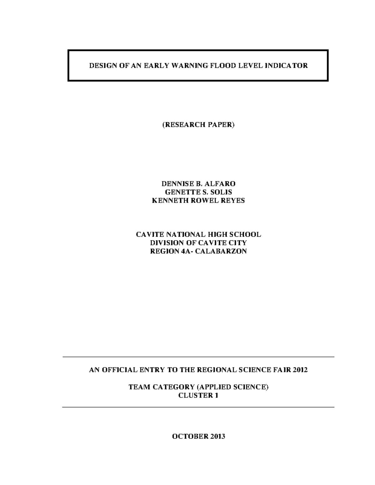 5 research paper design of an early warning flood level indicator ...