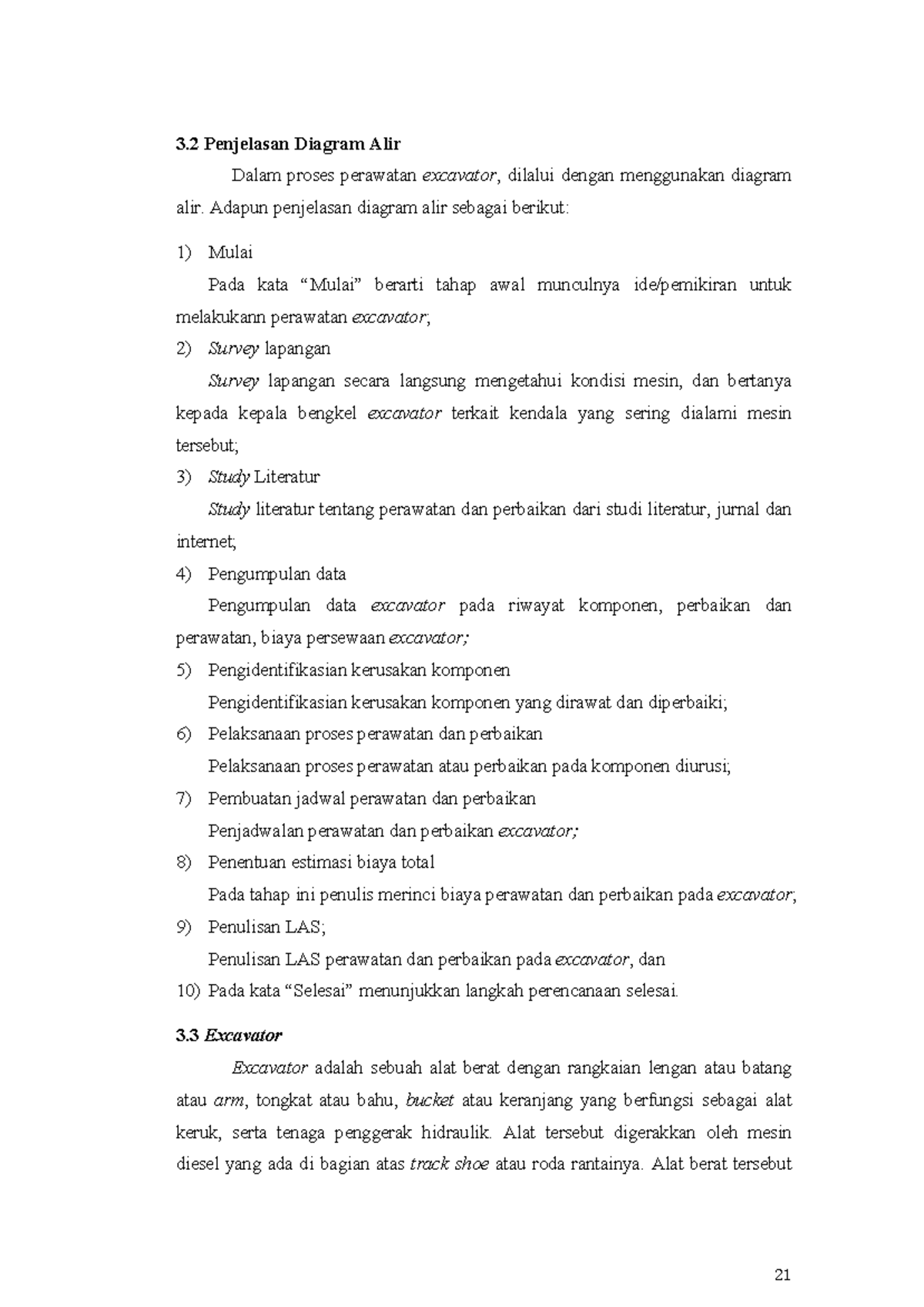 Kompre-3 - 3 Penjelasan Diagram Alir Dalam proses perawatan excavator ...