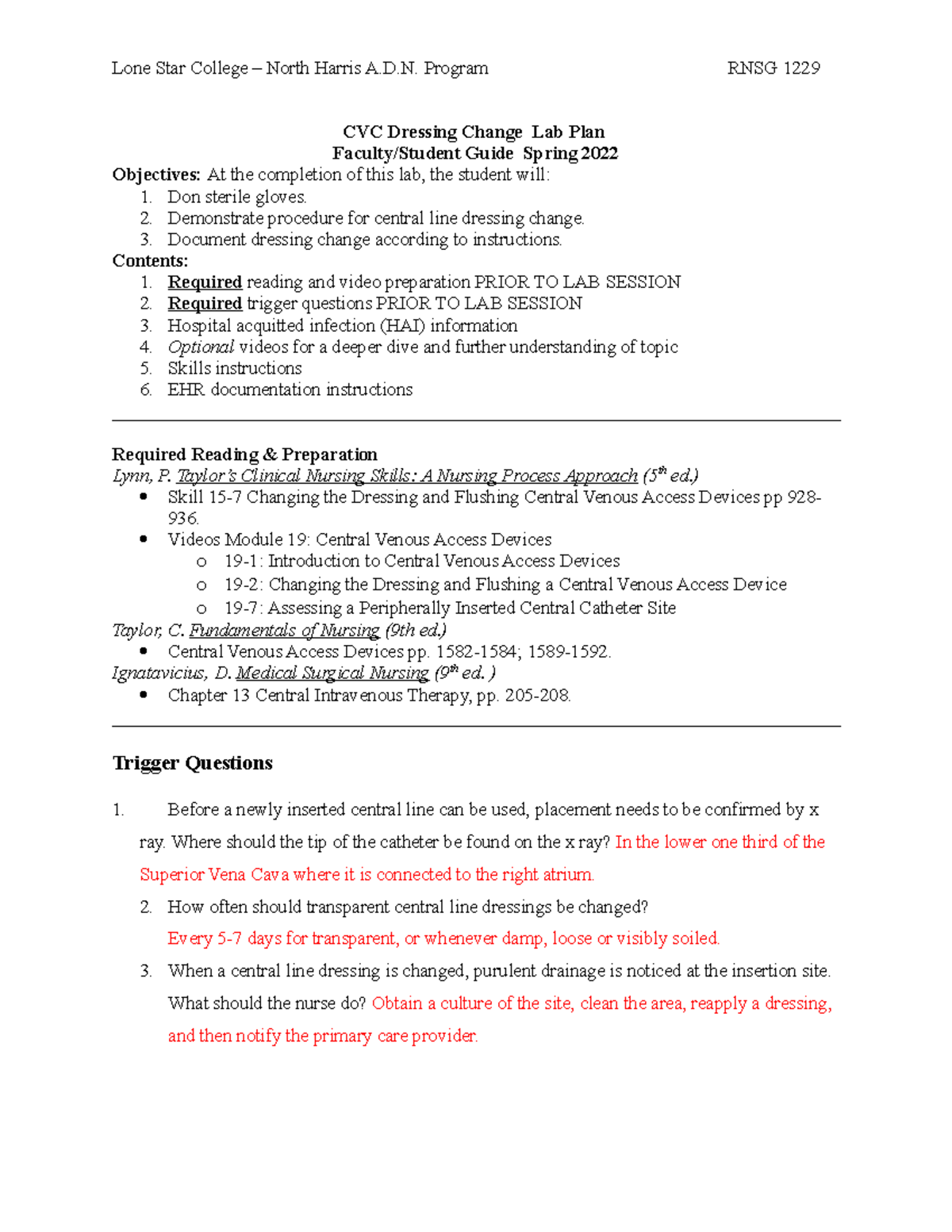 CVC Dressing Change Lab Plan N2 20221 - Lone Star College – North ...