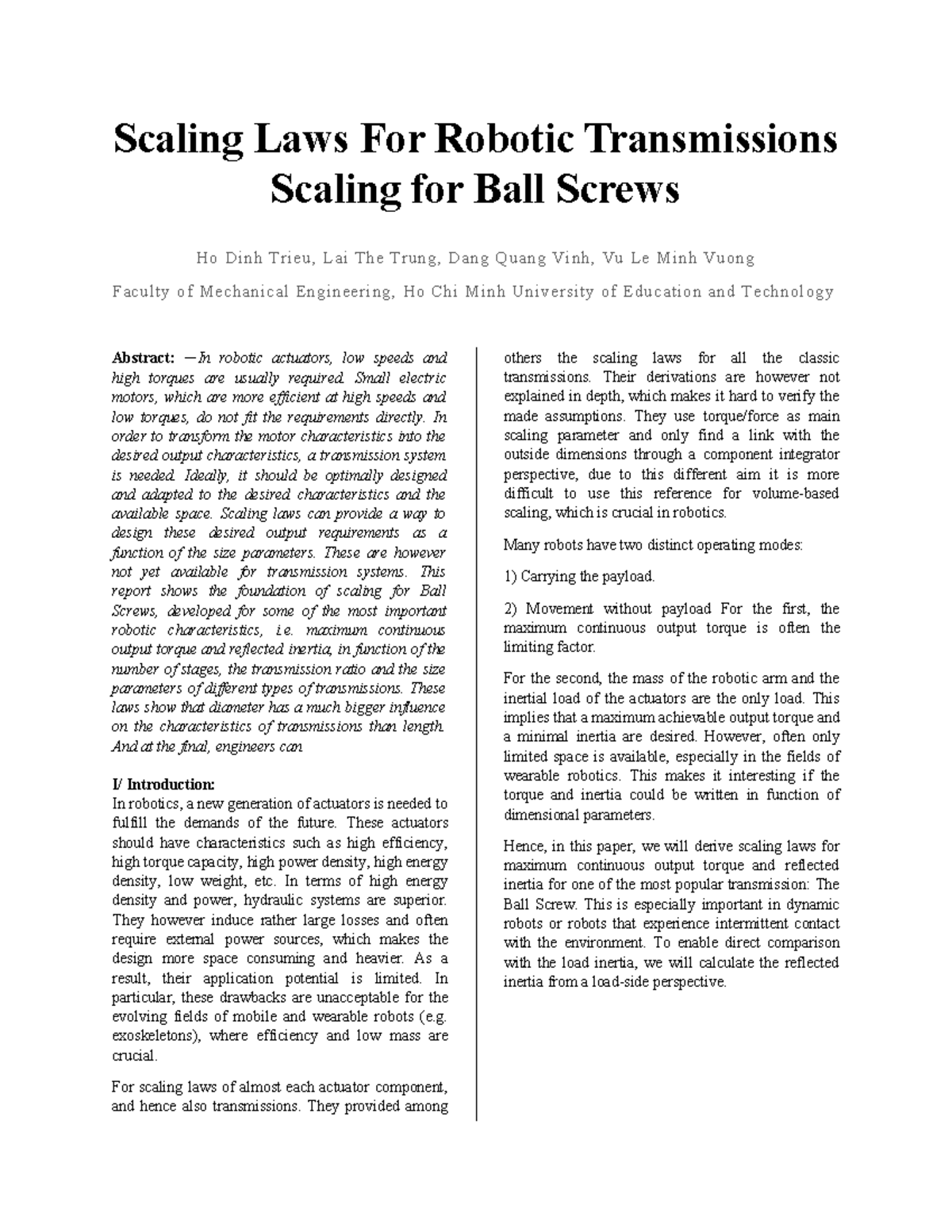 Scaling-Laws-For-Robotic-Transmissions-Scaling-for-Ball-Screws - Scaling Laws For Robotic - Studocu