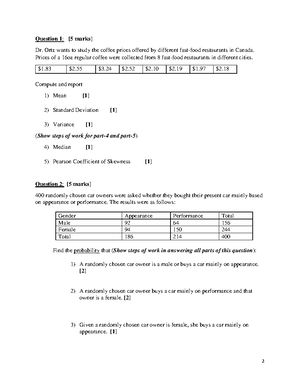 (Practice) Midterm Exam Answer - Applied Statistics (STAT72785) FL 2018 ANSWER KEY - (Practice ...