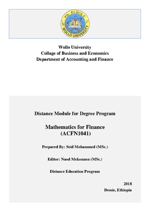 Business mathematics course outline - Wollo University College of ...