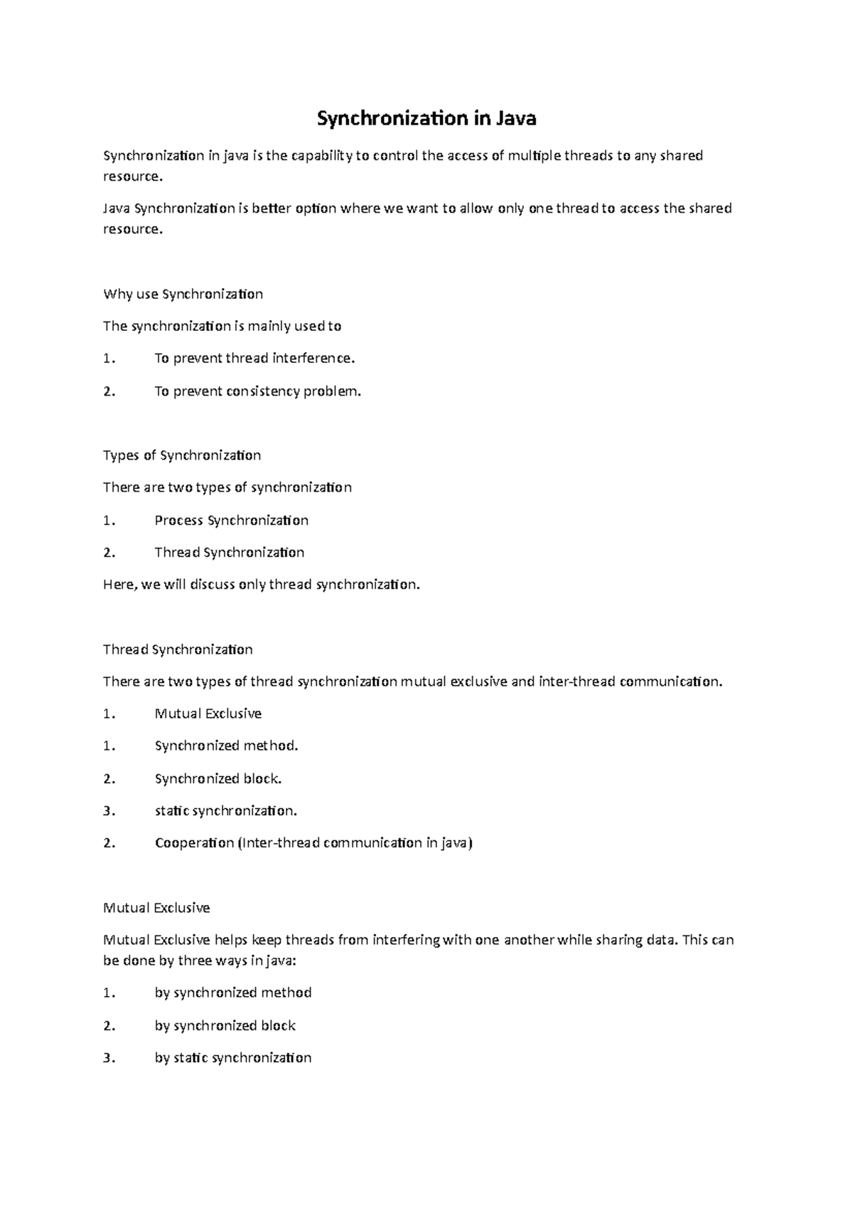 5 Synchronization In Java Synchronization In Java Synchronization In