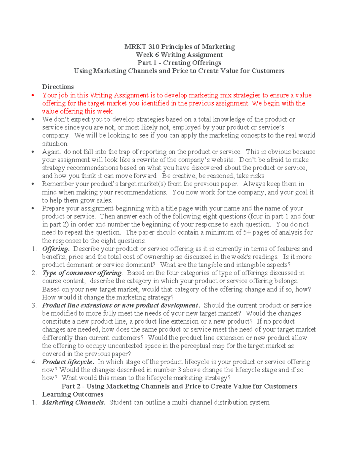 Week 6 Lululemon MRKT 310 Writing Assignment - MRKT 310 Principles of Marketing Week 6 Writing ...