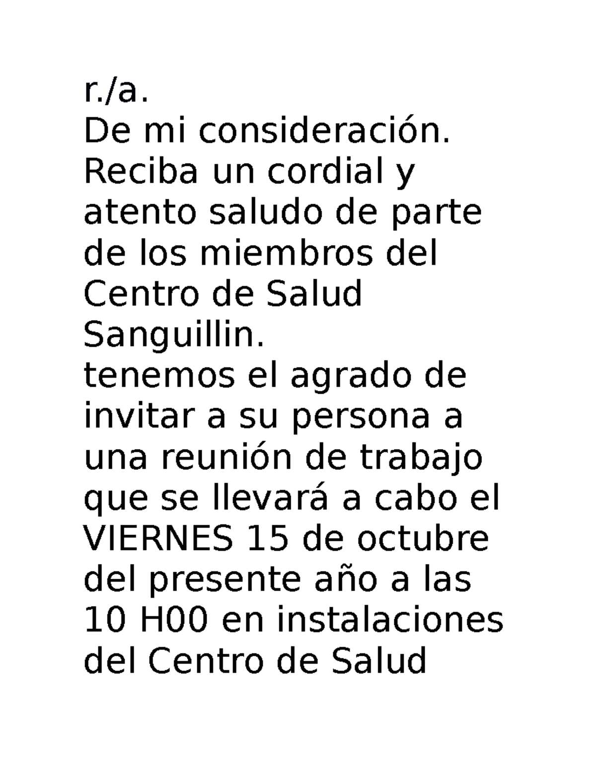Carta DE Invitacion Brigadas 2023 - r./a. De mi consideración. Reciba ...