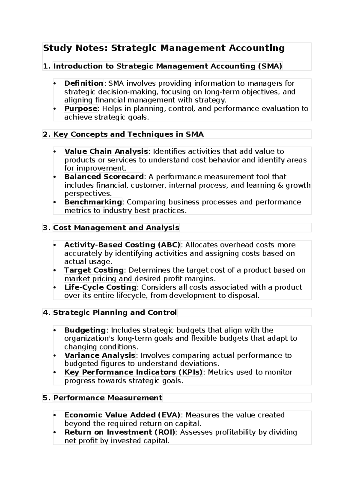3 Study Notes Strategic Management Accounting - Introduction to ...