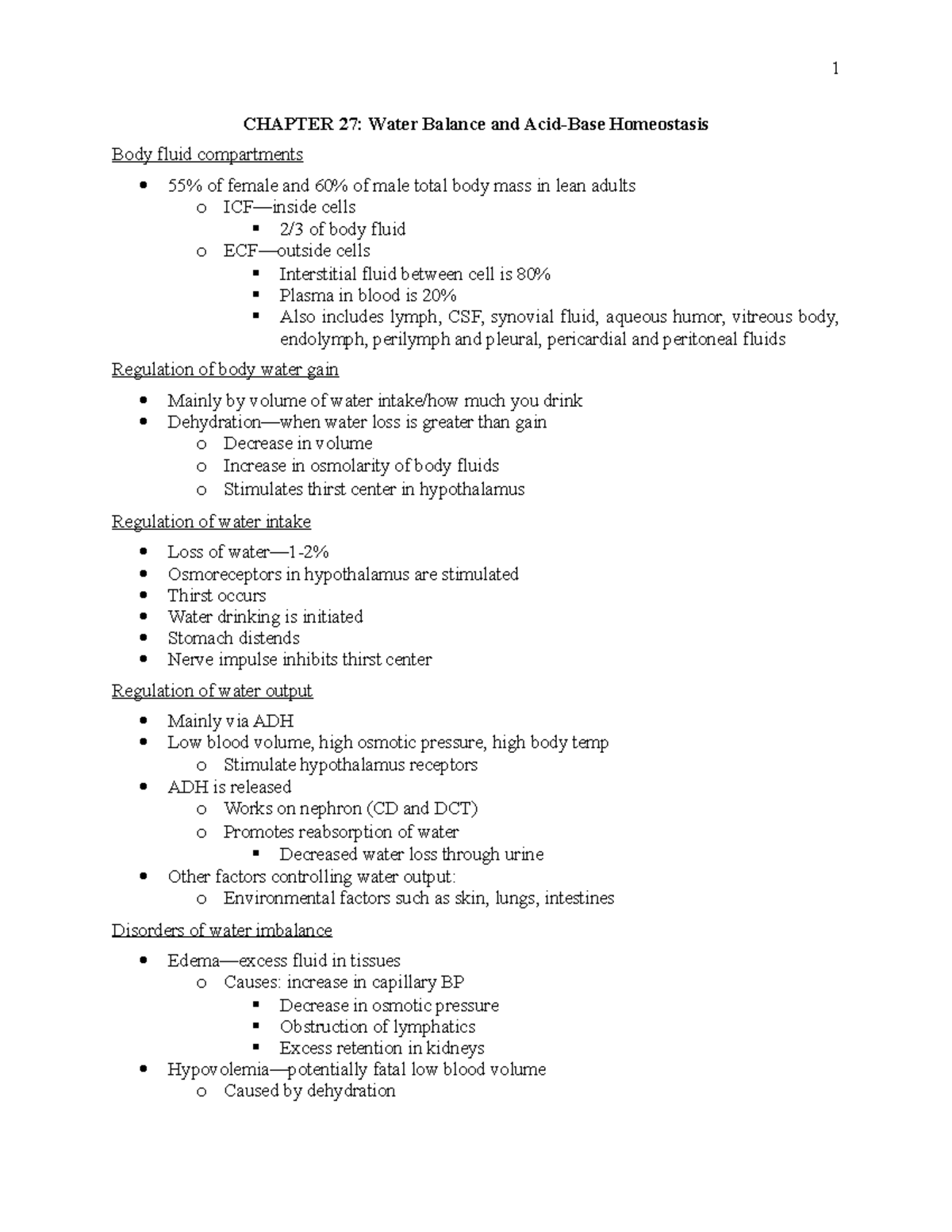 Anatomy II 2019-4-23 chapter 27 water balance and acid-base homeostasis ...