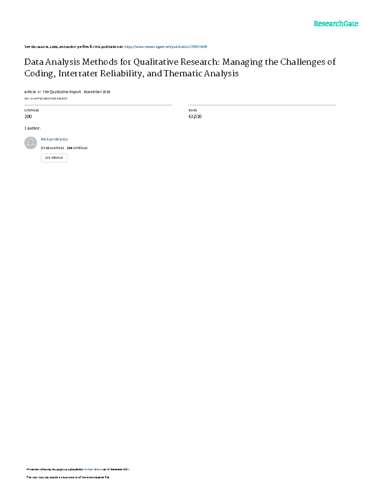 Qualitative Data Analysis - See discussions, stats, and author profiles ...