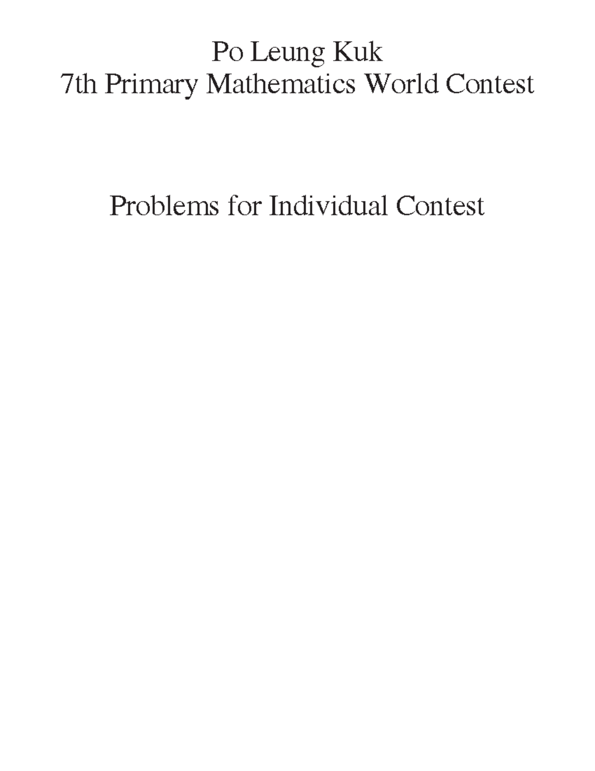 7th Individual - math problems - Po Leung Kuk 7th Primary Mathematics ...