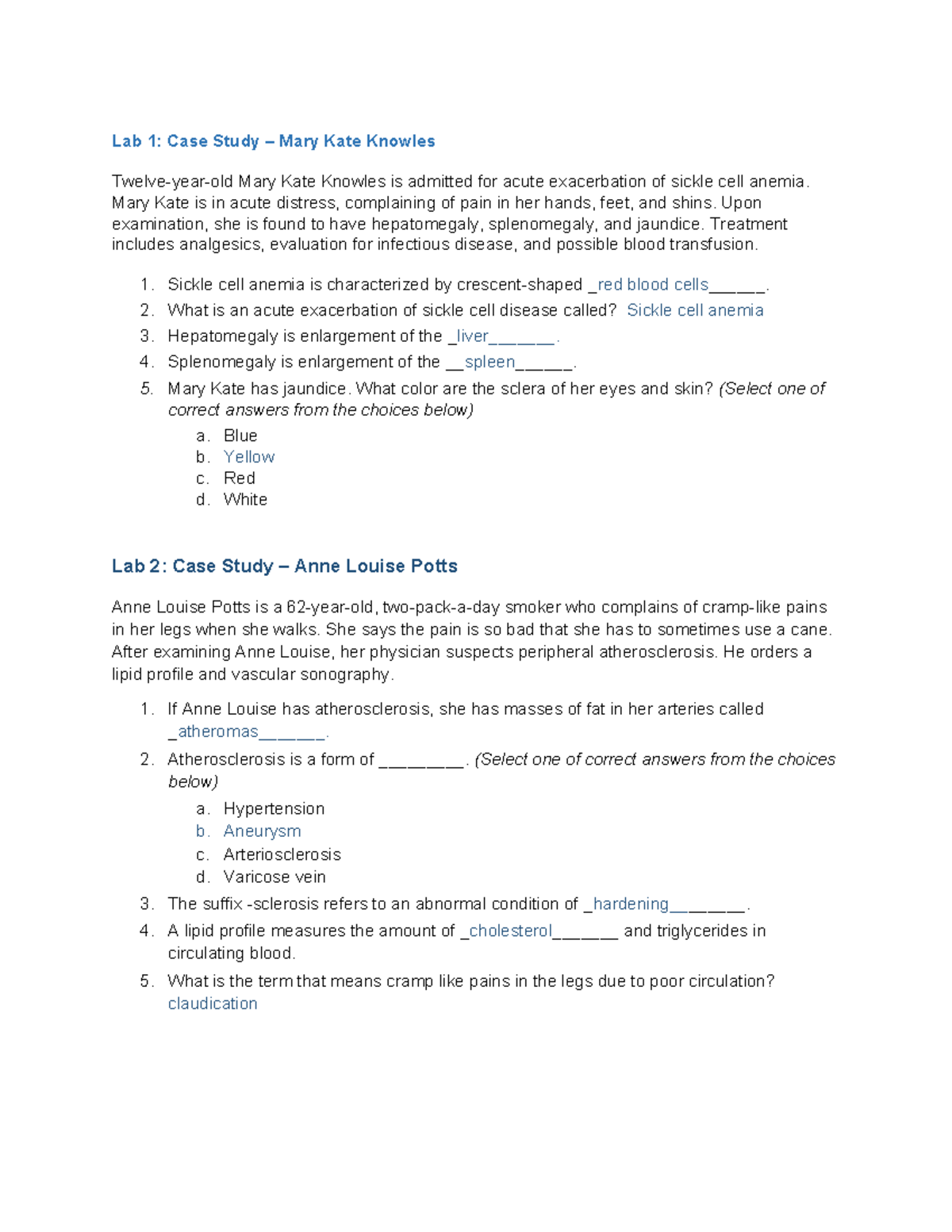 AHP105 Wk3 Lab completed - Lab 1: Case Study – Mary Kate Knowles Twelve ...