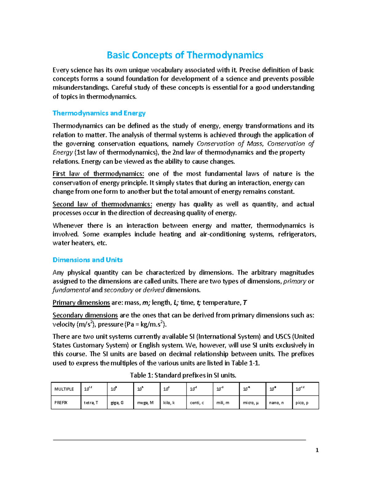 Basic Concepts of Thermodynamics - GTU - Studocu