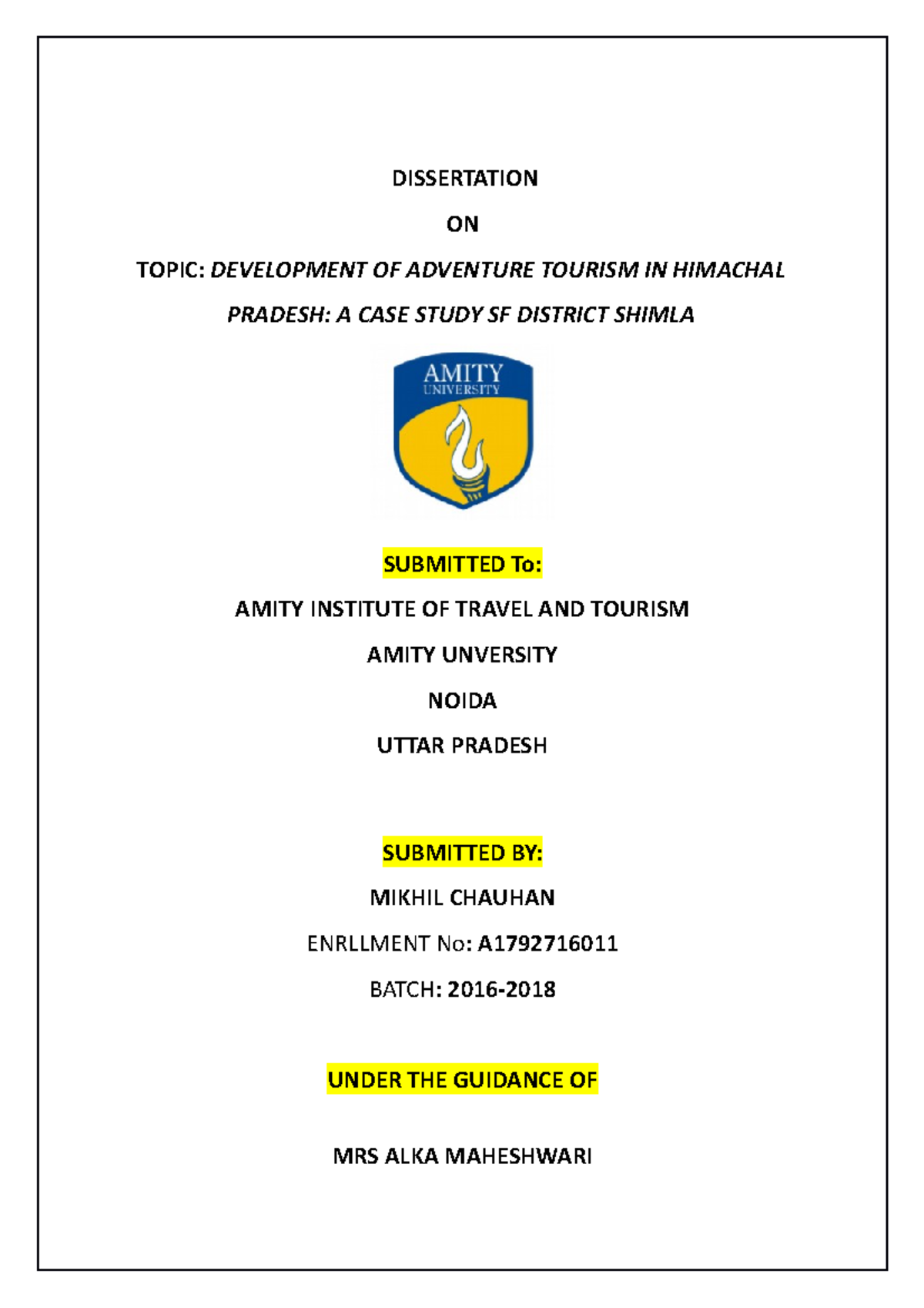 8 - NTCC REPORT - DISSERTATION ON TOPIC: DEVELOPMENT OF ADVENTURE ...